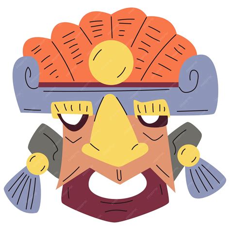 Premium Vector Mayan Tribal Mask Vector Cartoon Illustration Isolated