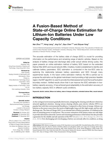 Pdf A Fusion Based Method Of State Of Charge Online Estimation For Lithium Ion Batteries Under