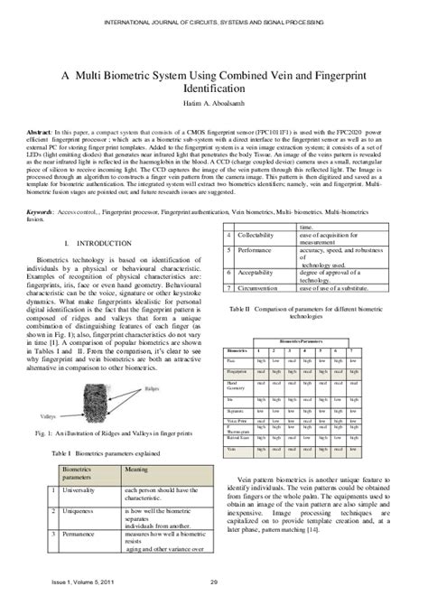 Pdf A Multi Biometric System Using Combined Vein And Fingerprint