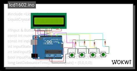 Lcd1602 Ino Menue Wokwi ESP32 STM32 Arduino Simulator