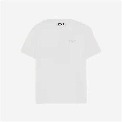 W 골든구스 골드 글리터 로고 스타 티셔츠 화이트 실버 Golden Goose Kream