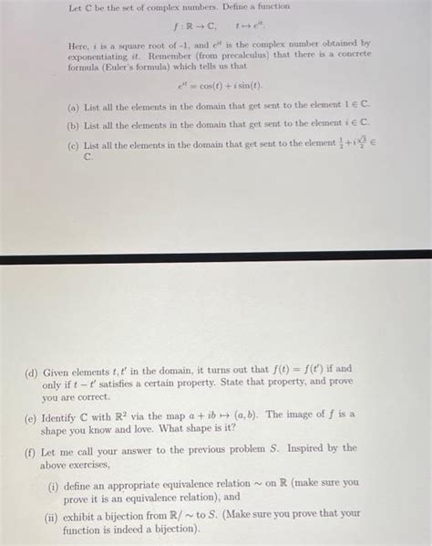 Solved Let C Be The Set Of Complex Numbers Define A Chegg