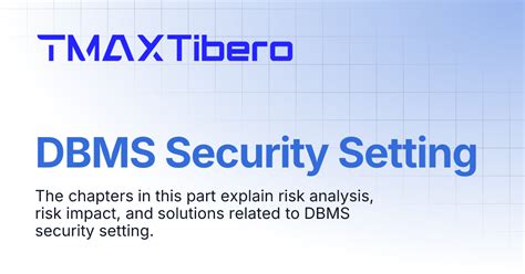 Dbms Security Setting En Tmaxtibero Docs