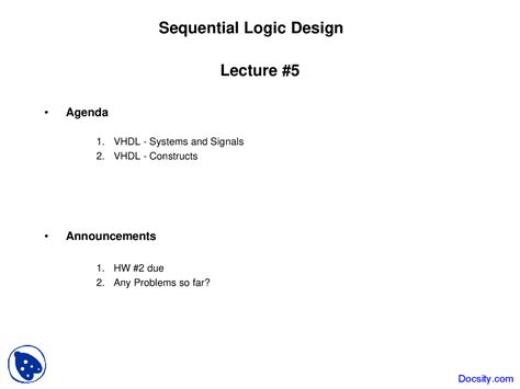 Systems And Signals Sequential Logic Design Lecture Slides Docsity