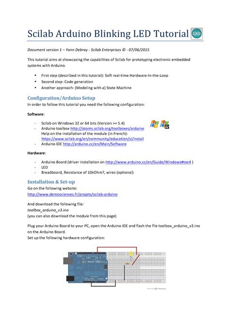 scilab arduino blinking led tutorial scilab arduino blinking led