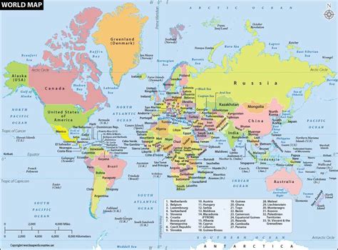 World Map Countries Labeled Printable Free