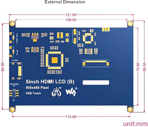 نمایشگر لمسی 5 اینچ HDMI برند Waveshare مدلB کالاپای