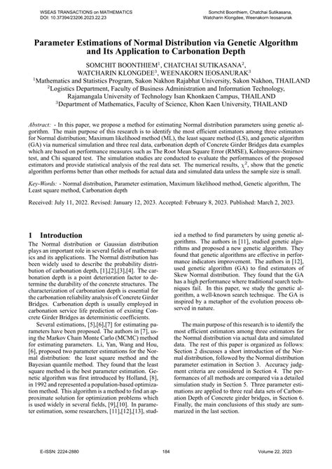 Pdf Parameter Estimations Of Normal Distribution Via Genetic