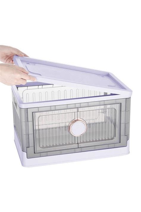 Storage 42l Lidded Collapsible Storage Bins Folding Plastic Stackable Utility Crates Living