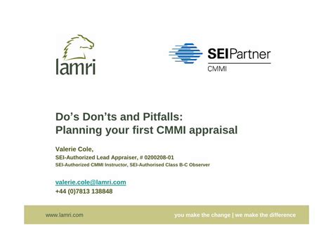 Pdf Do S Don Ts And Pitfalls Planning Your First Cmmi Appraisalitqchpdfsepgplanning