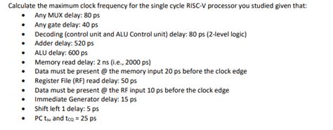 Solved Calculate The Maximum Clock Frequency For The Single