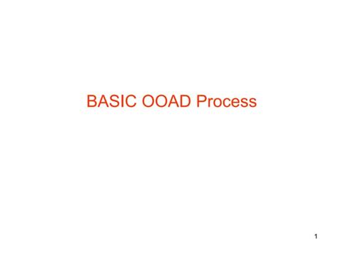 Object Oriented Analysis And Design Pptx