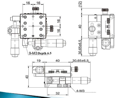 xyz 3 axis manual linear stage 40x40mm micrometer linear stage w crossed roller bearing semxyz