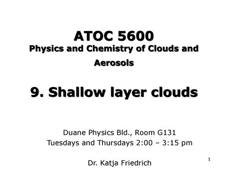 Lecture Slides For Shallow Layer Clouds Atoc 5600 Docsity
