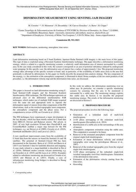 Pdf Deformation Measurement Using Sentinel 1a B Imagery