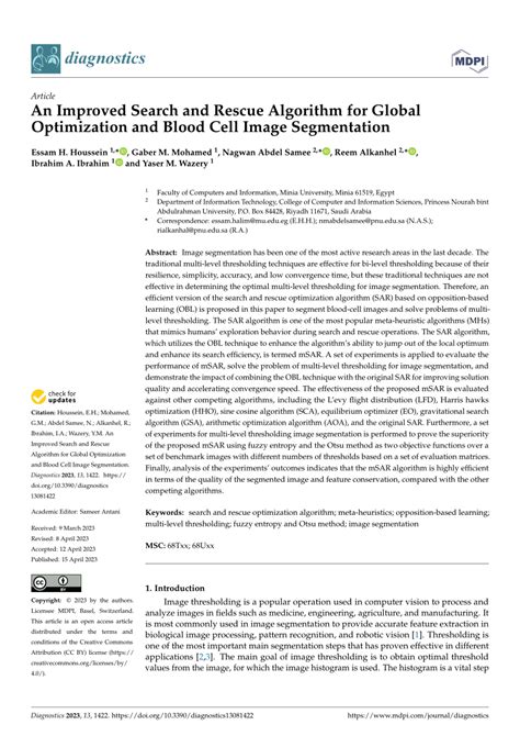 Pdf An Improved Search And Rescue Algorithm For Global Optimization