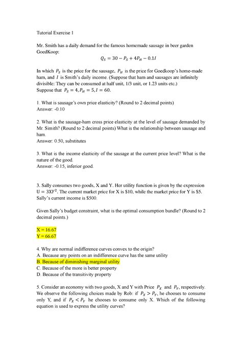 Tutorial Worksheet Week 4 Simple Answers Tutorial Exercise 1 Mr