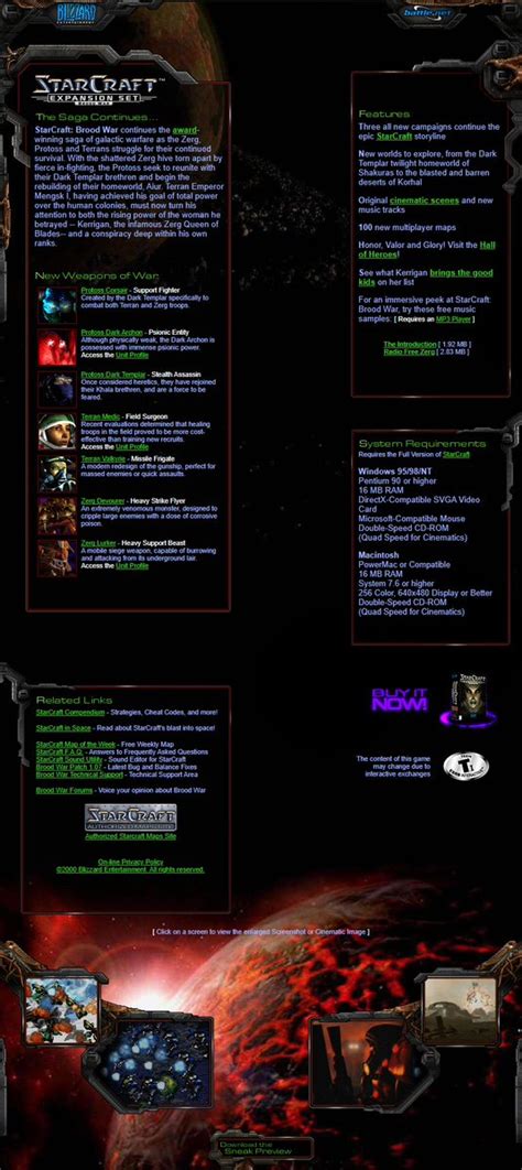 Web Design Museum On Twitter Starcraft Brood War Website In