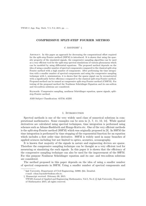 Pdf Compressive Split Step Fourier Method