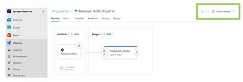 using azure devops with synapse workspaces to create hot fixes in