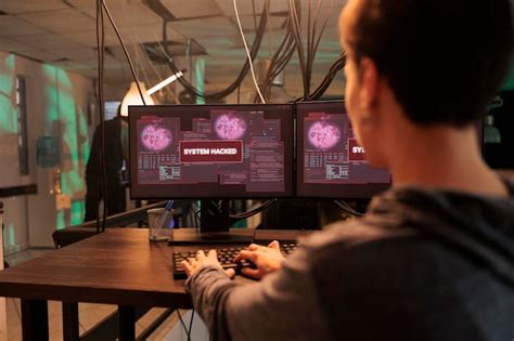 Premium Photo Hacker Breaking Into Computer System Hacking Bank