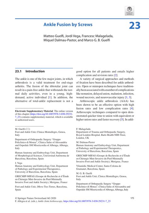 Pdf Ankle Fusion By Screws