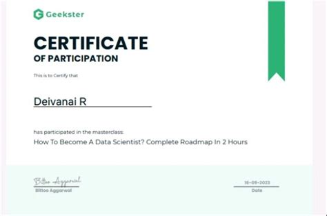 Completed Geekster Master Class In Data Science Deivanai R Posted On The Topic Linkedin