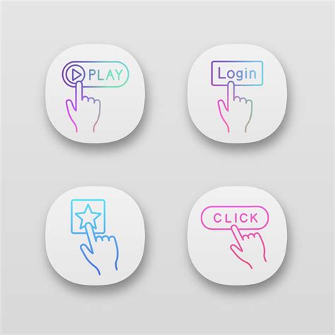 Click App Icons Set Ui Ux User Interface Play Login Add To Favorite Web Or Mobile