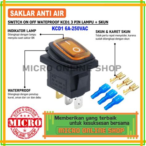 Jual Saklar On Off Kaki Anti Air Kuning Skun Switch On Off Waterproof Pin Rocker Switch