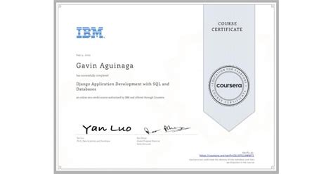 Gavin Aguiñaga On Linkedin Completion Certificate For Django Application Development With Sql And