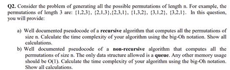 Solved Q2 Consider The Problem Of Generating All The