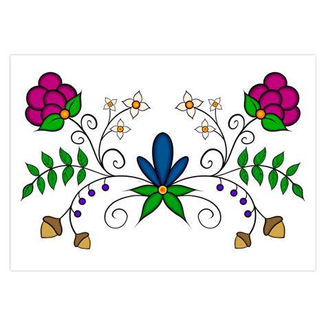 Ojibwe Floral Blank Folded Greeting Cards 5 Pack