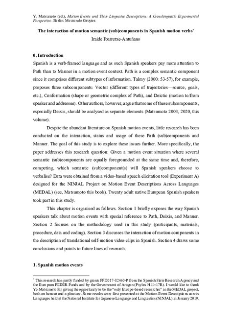 Pdf 2022 The Interaction Of Motion Event Subcomponents In Spanish
