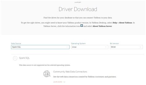 Idea Sparksql Driver Connection For Tableau Linux Os