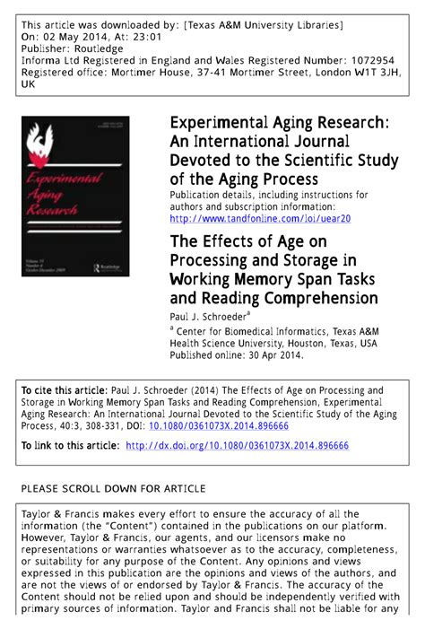 Pdf The Effects Of Age On Processing And Storage In Working Memory