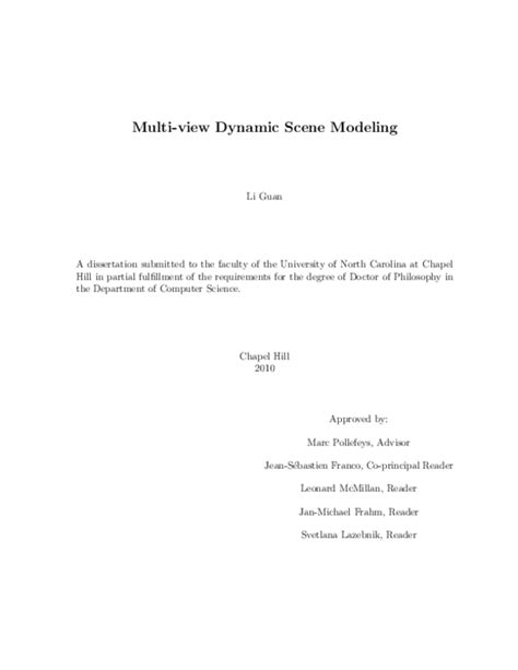 Pdf Multi View Dynamic Scene Modeling