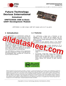 UMFT201XA 02 Datasheet PDF Future Technology Devices International Ltd