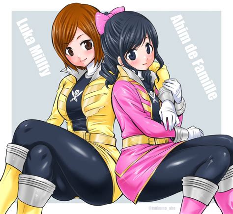 Ahim De Famille Luka Millfy Gokai Yellow And Gokai Pink Super Sentai And 1 More Drawn By