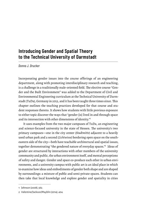 Pdf Introducing Gender And Spatial Theory To The Technical University Of Darmstadt