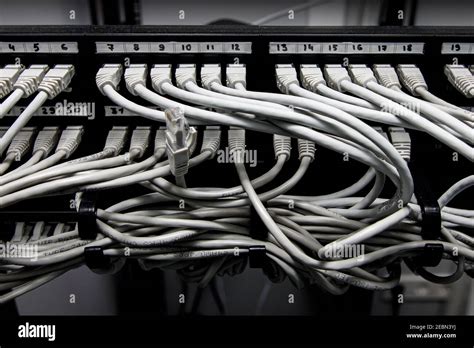 Network Panel Switch And Cables In Data Center Stock Photo Alamy