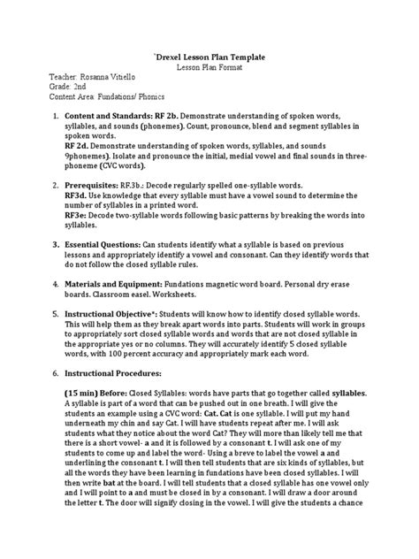 Fundations Lessons Pdf Syllable Vowel