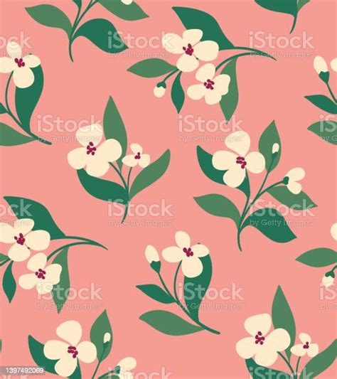 분홍색 배경에 꽃 가지가있는 귀여운 꽃 무늬 원활한 패턴 벡터 개화기에 대한 스톡 벡터 아트 및 기타 이미지 개화기 고풍스런 귀여운 Istock
