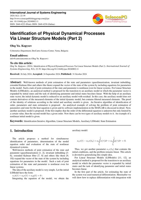 pdf identification of physical dynamical processes via linear
