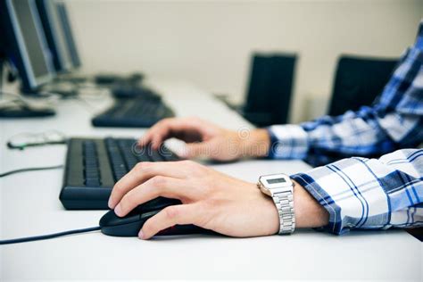 Young Man Typing On Keyboard Stock Image Image Of High Financial 34556927