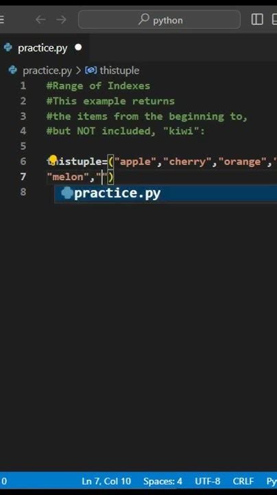 Ranges Of Indexes Python Pythonprogramming Coding Code Pythoncoding Programming Youtube