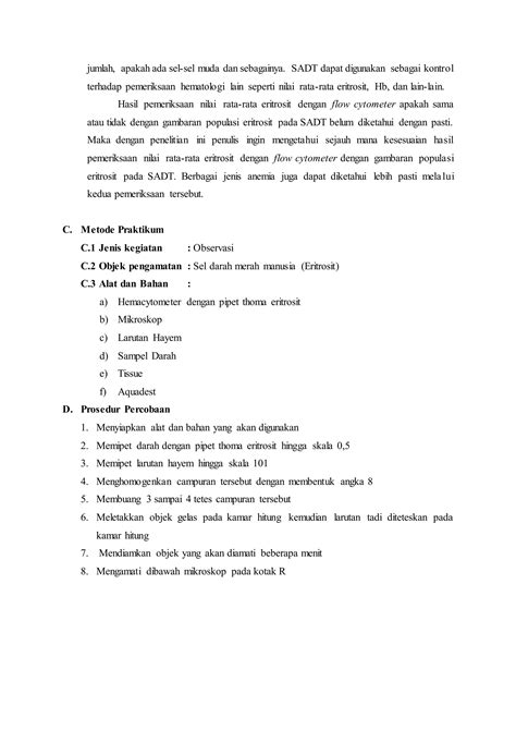 3 Laporan Praktikum Biologi Perhitungan Jumlah Eritrosit Darah Docx