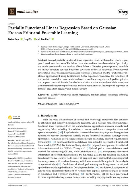 Pdf Partially Functional Linear Regression Based On Gaussian Process