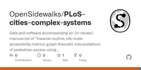 Github Opensidewalksplos Cities Complex Systems Data And Software