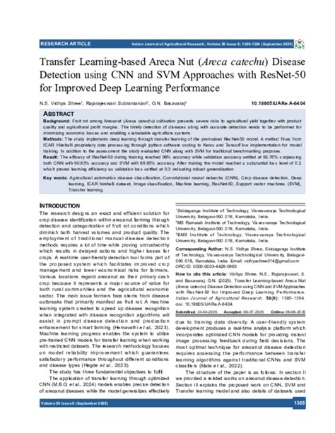 Pdf Transfer Learning Based Areca Nut Areca Catechu Disease