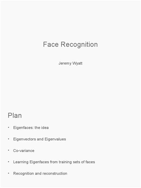 Face Recognition Jeremy Wyatt Download Free Pdf Eigenvalues And Eigenvectors Covariance